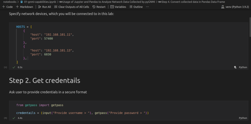 Automation 21. Interactive Python with Jupyter Notebooks to Collect Data from Network Devices ...